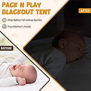 Blackout Tent for Pack N Play, YAVIL Portable Travel Crib Blackout Canopy Cover to Block Out 97% Light for Baby Sleeping or Playing