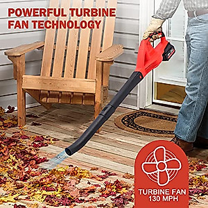 Hitish Cordless Leaf Blower, 20V 130MPH Electric Leaf Blower with 2 x 2.0Ah Battery & Fast Charger, Portable Leaf Blower with 2 Section Tubes & 2 Speed Control for Blowing Leaves, Snow Debris & Dust
