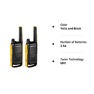 Motorola Solutions T470 Two-Way Radio Black W/Yellow Rechargeable Two Pack