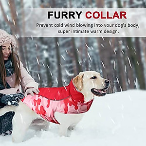 Warm Dog Jacket Reversible Fleece Winter Dog Vest for Cold Weather, Waterproof Windproof Dog Winter Coat Reflective with Magic Strip&Furry Collar for Small Medium Large Breeds Dogs Puppies Cat Pet
