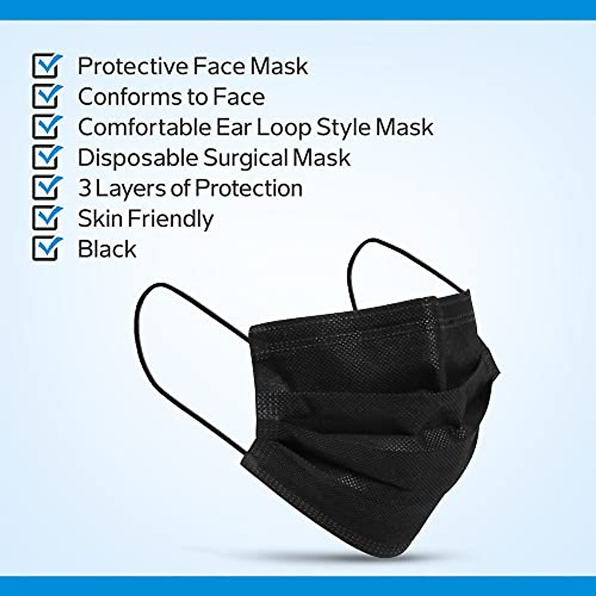 Old South Trading Face Masks - Disposable Black 3-ply Masks for Adults - Black (50 Count (Pack of 1)