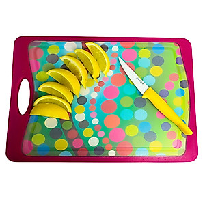 French Bull Easy Grip Multi-Size Microban Antimicrobial Cutting Board-Plastic, Non Slip, Non Porous, Knife Friendly, BPA-Free, Dishwasher Safe, 14.5", Bindi