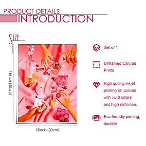 Pink Wall Decor Posters - Trendy Canvas Wall Art Decor - Funky Cute Funny Bathroom Wall Art - For Bedroom Dormitory living Bathroom Room Bar (12x16inch Unframed)