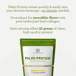Amy Myers MD Pure Paleo Protein Powder - Clean Grass Fed Pasture Raised Protein - Hormone Free, Non-GMO, Gluten & Dairy Free - Perfect for Keto and Paleo - Vanilla Bean- 29.31 oz (831 g)