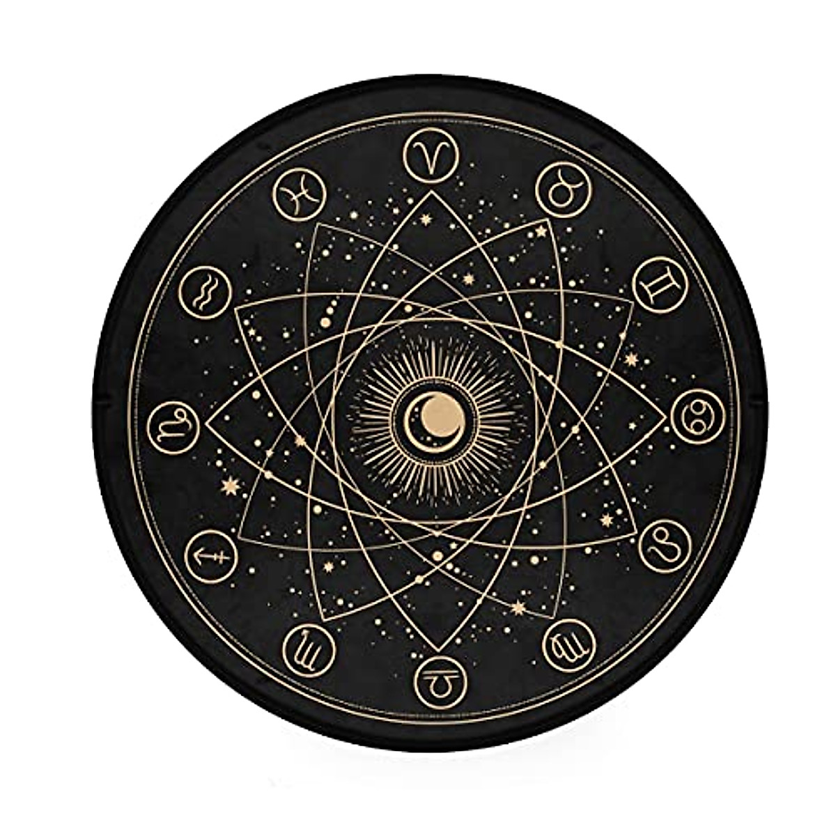 ALAZA Zodiac Sign Geometric Round Area Rug Non-Slip Floor Mat for Dorm Bedroom Living Room Home Decor 3ft Diameter
