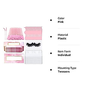 175 Pieces Lash Packaging Wholesale, Include 30 Empty Eyelashes Packaging Box, 30 False Lash Trays, 15 Eyelash Tweezers and 100 Eyelash Brush Mascara Wands Disposable (Pink)