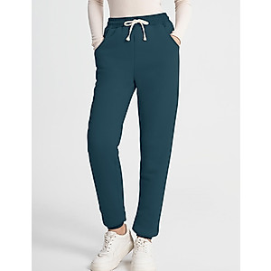 Flygo Women's Winter Warm Fleece Joggers Pants Sherpa Lined Athletic Active Sweatpants(DarkBlue-M)
