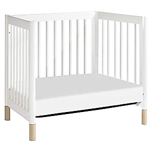 Babyletto Gelato 4-in-1 Convertible Mini Crib in White and Washed Natural, Greenguard Gold Certified