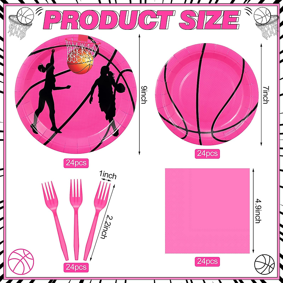 Zubebe 120 Pcs Pink and Gold Party Supplies for 24 Guests Baby Shower Disposable Dinnerware Set Includes 48 Paper Plates 24 Cups 24 Forks 24 Napkins for Wedding Party Bridal Shower Baby Shower