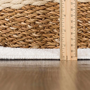 BoutiqueRugs Erath Swiss Cross Shag Area Rug - Black, Off White, Charcoal - 5'3" x 7'3"