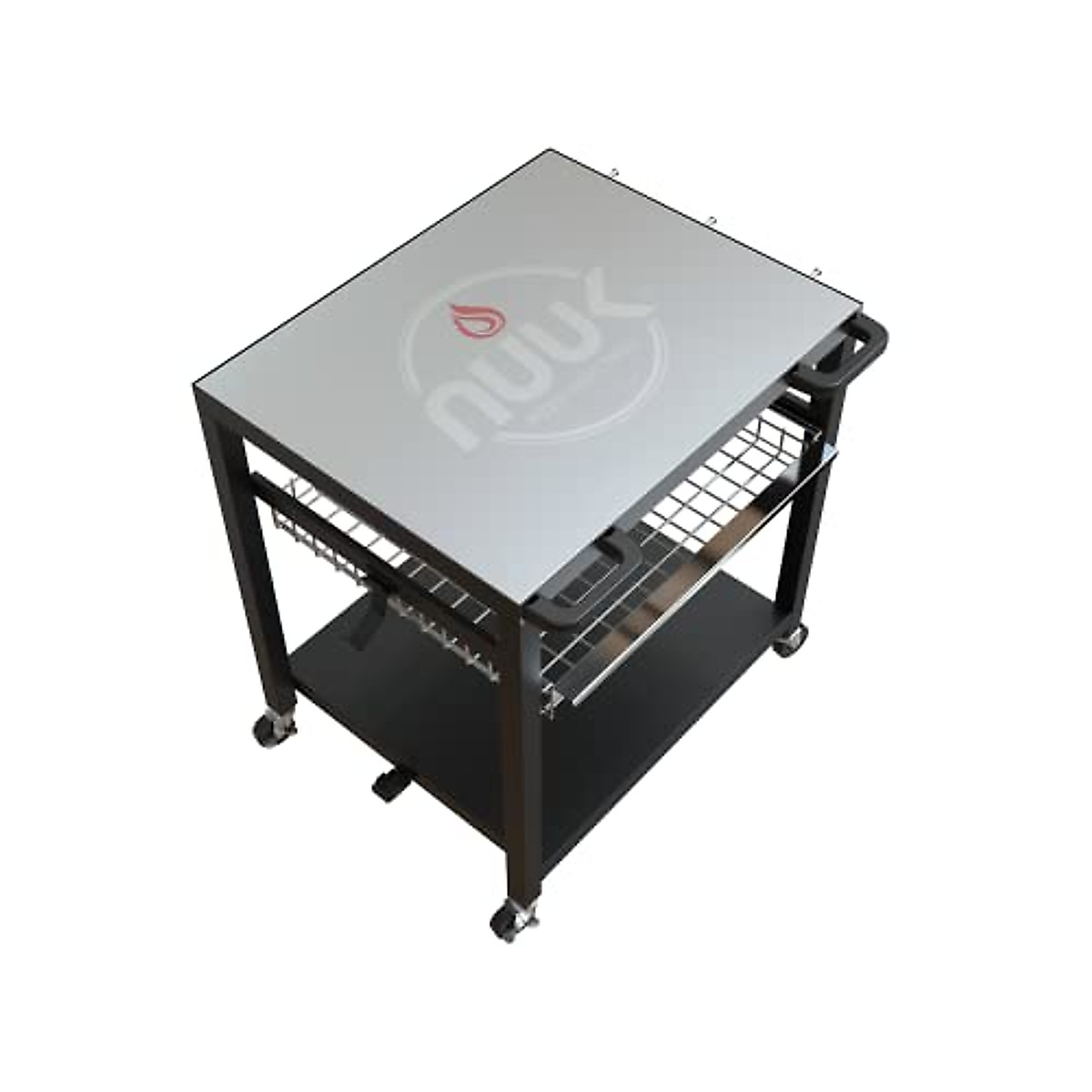 NUUK Double-Shelf Movable Outdoor Pizza Oven Table, 24" x 30" Stainless Steel Commercial Multifunctional Food Prep Worktable with Drawer on Wheels