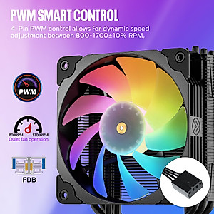 Vetroo V5 CPU Air Cooler with 5 Heat Pipes 120mm FDB PWM Processor Cooler for Intel LGA 1700/1200/115X AMD AM5/AM4 w/Addressable RGB Lights Sync (V5, Black)