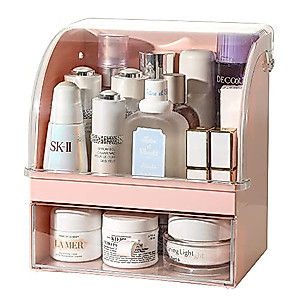 Acrylic Makeup Organizer With Lid Cosmetic Storage Drawers Portable Makeup Organizers Dustproof And Waterproof Box Earring Holder Organizer Jewelry Display Stand For Women