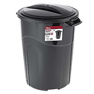 ItgRL 32 Gallon Heavy Duty Plastic Garbage Can, Included Lid, Indoor/Outdoor, Black