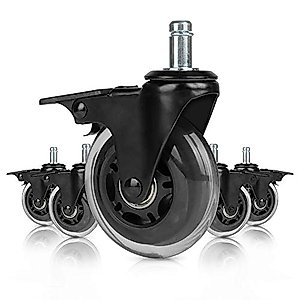 Office Chair Caster Replacement Wheel for Hardwood Floor and Carpet, Heavy Duty Universal Floor Safe Caster Set of 5,Rubber Wheels Office Chair to Replace Office Chair mats,fits 98% Chairs