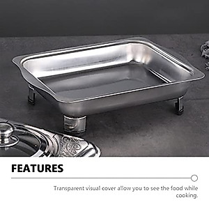Buffet Platters Dish Tray Chafing Dish Buffet Shabu Hot Pot with Lid 4 Leg Stainless Steel Buffet Warmer Food Pan Fondue Pot for Restaurant Home Kitchen Picnic Catering Supplies Chafing Dish