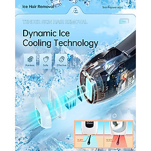 IPL Hair Removal for Women and Men, Permanent Laser Hair Removal with 2 Intelligent Attachments for SR HR, Ice Cooling Painless Hair Removal At Home, 999900 Flashes, Safe for Whole Body