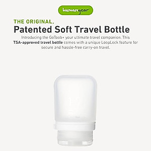 humangear GoToob+ (Small) | Refillable Silicone Travel Bottle | Locking Lid | Food-Safe Material | Clear, Small (1.7 fl.oz; 53ml)