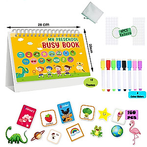 UOMNICUE Montessori Busy Book, 30 Themes Preschool Busy Book for Toddlers 3-6 Year Old, Preschool Learning Activity Book Quiet Book, Preschool Learning Materials for Autism Sensory & Kindergarten