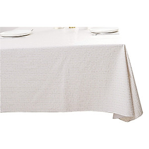 Vinyl Tablecloth with Flannel Backed Waterproof Oil-Proof PVC Table Cloth Wipeable Spill-Proof Plastic Table Cover for Indoor and Outdoor(Weave, 60 x 60 Inch Square)