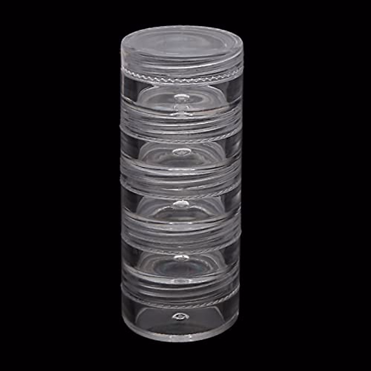 NUEAYMS 1 Set 5 Layer Cylinder Stackable Bead Containers Plastic Round Clear Storage Jar Box for Beads Buttons Crafts Small Item Jewelry Stand