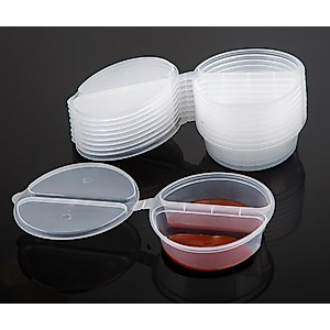 CEAJUSIOT Double Condiment Containers with Lids,Double Compartment Condiment Containers 2 Compartment Condiment Salad containers Travel (10)