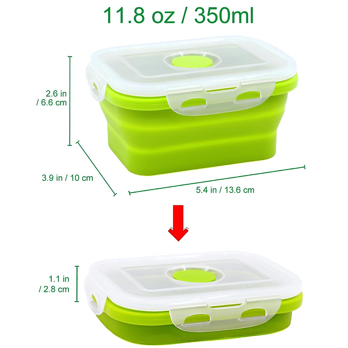 FUSMYE 3 PCS Collapsible Silicone Snack Containers Leak Proof, 11.8 oz Small Bento Box with Lids, Fruits Soups Food Storage For Kitchen, Camping, BPA Free, Microwavable