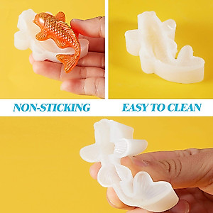 3 Pieces Koi Fish Silicone Resin Molds Koi Goldfish DIY Pendant Epoxy Molds Fish Fondant Moulds with Twelve Color Sequins for DIY Pendant Charms Making Jewelry