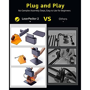 LaserPecker 2(Pro) Laser Engraver, 60W Laser Engraving Machine Handheld 5W Compressed Spot 0.05mm High Precision, 36000mm/min High Speed Laser Etching Cutter for Wood Alloy Leather - with Roller