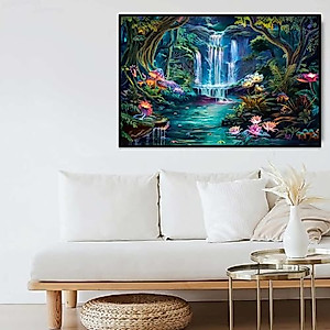 AIBOERL Diamond Art Kits, Forest Waterfall DIY Full Round Drill Diamond Painting Kit for Adults Beginners, Landscape Full Drill Crystal Picture Gem Art for Home Wall Decor (15.8 * 11.8 inch)