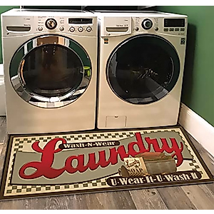 Ukeler Laundry Room Rug, Laundry Room Floor Rug for Wash Room Non Skid Kitchen Floor Mat Non-Slip Rubber Area Rug 20x59