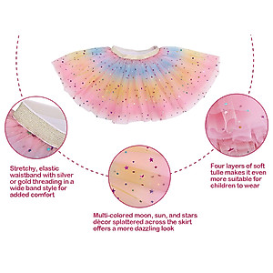 Girls Tutu Skirt 2 Pack Tutus for Girls Rainbow Ballet Tutu Toddler Tutu Skirt for 6-18 Months, Pink+Purple