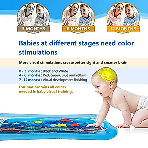 QINGBAO Baby Tummy Time Water Play Mat (Large Size 39.7x31.5)-3 6-9 Years Old Boys and Girls Sensory Development Toys (39.7"x31.5")