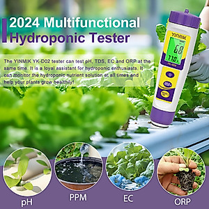 pH TDS Meter for Drinking Water, YINMIK Hydrogen Water ppb Tester, 6 in 1 pH PPM H2 EC ORP Temp Water Quality Meter, Digital pH PPM ORP EC Monitor for Hydroponic, pH Test Kit for Kombucha & Canning