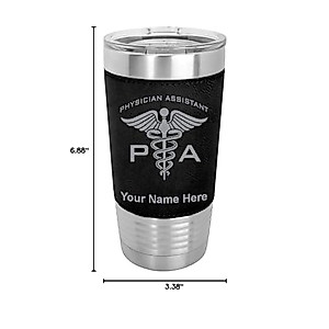 LaserGram 20oz Vacuum Insulated Tumbler Mug, PA Physician Assistant, Personalized Engraving Included (Faux Leather, Black)