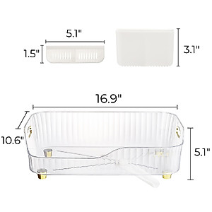 Hiceeden Dish Drying Rack with Utensil Holder, Plastic Dish Bowl Rack Dish Drainer with 360° Swivel Spout, Space-Saving Drying Rack with Handle for Home Kitchen Counter, Rustproof, Clear