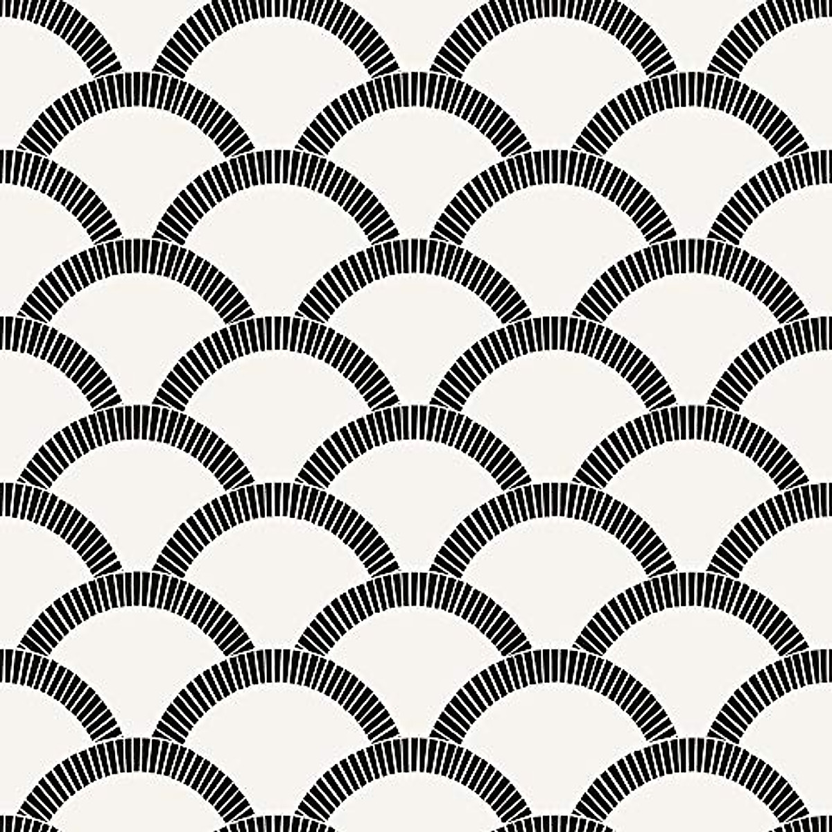 Tempaper Black & Cream Mosaic Scallop Removable Peel and Stick Wallpaper, 20.5 in X 16.5 ft, Made in the USA