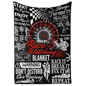 InnoBeta Car Racing Gifts, Cool Speed Racing Car Throw Blanket for Kids Boys 50"x65", Perfect for Sofa Bed Couch, Car Racing Quotes