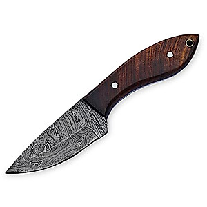 MMA 8inch Custom Handmade Damascus blade knife/Fixed blade knife with sheath/Fixed Blade Knives/Skinning Knives/Hunting Knives/EDC Knives (Brown)