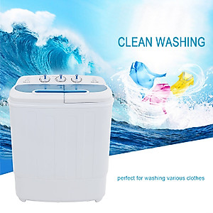 ROVSUN 15LBS Portable Washing Machine with Draining Pump, Electric Mini Washer with Twin Tub, Great for Home RV Camping Mini Dorms Apartments College