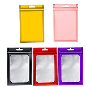 ODDIER 2.7"x3.9" Mylar Bags 100 Pack Set of 5 Colors Matte Foil Mylar Resealable Ziplock Bag, Each Color 20pcs Slider Seal Technology Storage Bags Grip Food Containers Organization for Party Favor Food Storage