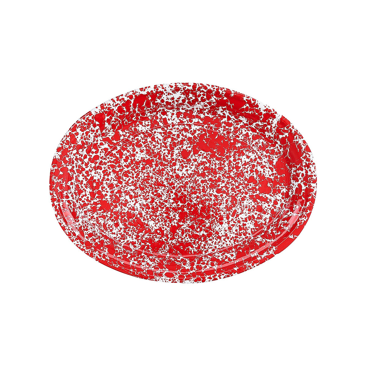 Crow Canyon Home Enamelware Oval Platter, 18 inch, Red/White Splatter
