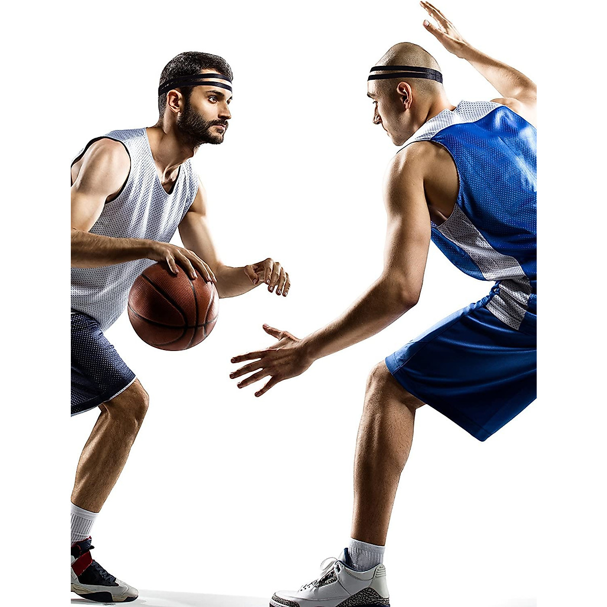 Shappy 3 Pieces Double-straps Sport Headbands Elastic Hairband Non-slip Sweatband for Women or Men, Black