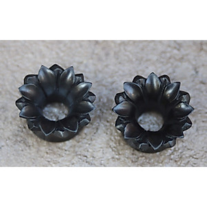 Zaya Body Jewelry PAIR of Organic Black Wood Hand Carved Lotus Flower Ear Plugs Gauges 2g 0g 00g 7/16 1/2 (2g)