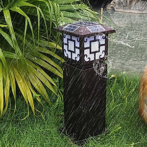 ZMY Vintage Acrylic Lampshade Pillar Lighting Retro Anti-Rust LED Outdoor Column Lamp Waterproof Garden Post Light Lawn Landscape Door Home Park Pathway Illumination