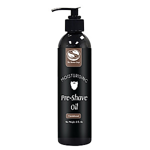 The Henna Guys 8 fl. Oz Pre-Shave & Beard Conditioning Oil for Men, Sandalwood Scent, with Jojoba, Argan, & Marula Oils, Free from Ammonia, Sulfate, Phthalate