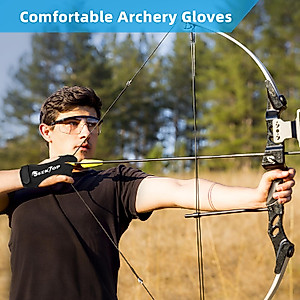 Archery Gloves Shooting Hunting Leather Three Finger Protector for Youth Adult Beginner - M