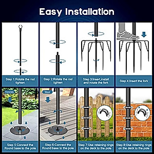 String Light Poles 10 FT, 2 Pack Light Poles for Outside String Lights, Outdoor Light Poles with Fork, Fence Brackets, Base for Hanging String Lights, Metal Poles Stand for Patio Deck Backyard