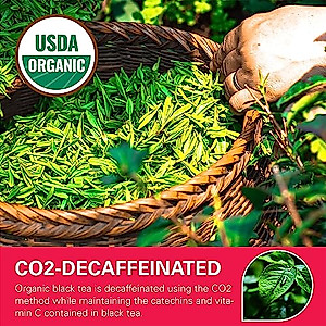 WT WEETEE Organic Decaf Black Tea Bags, USDA Organic Black Tea 100 Count | Smooth & Mild Taste | CO2-Decaffeinated | Resealable Kraft Bag