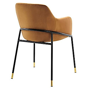 Modway Jovi Performance Velvet Dining Armchair in Black Cognac